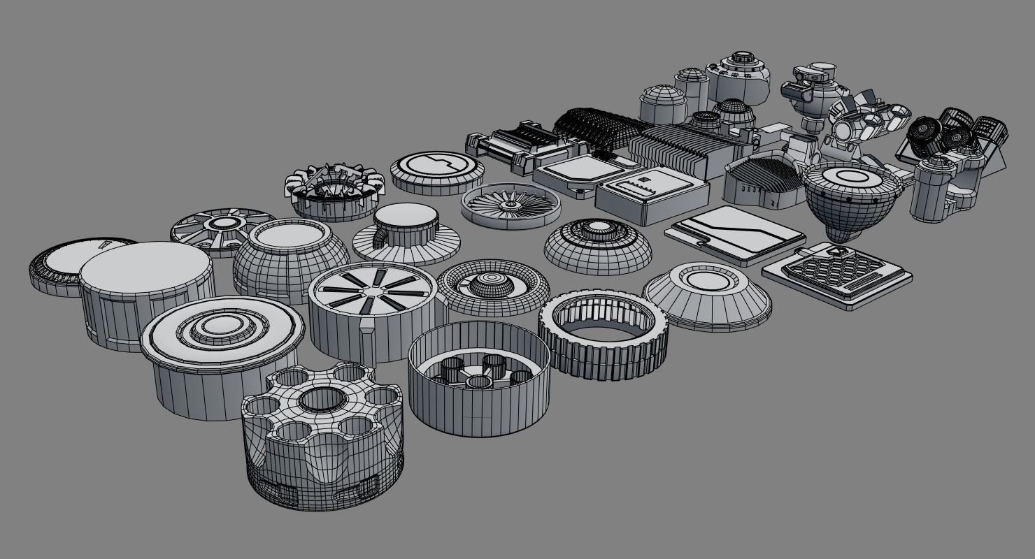 Scifi kitbash kit 3D model | CGTrader