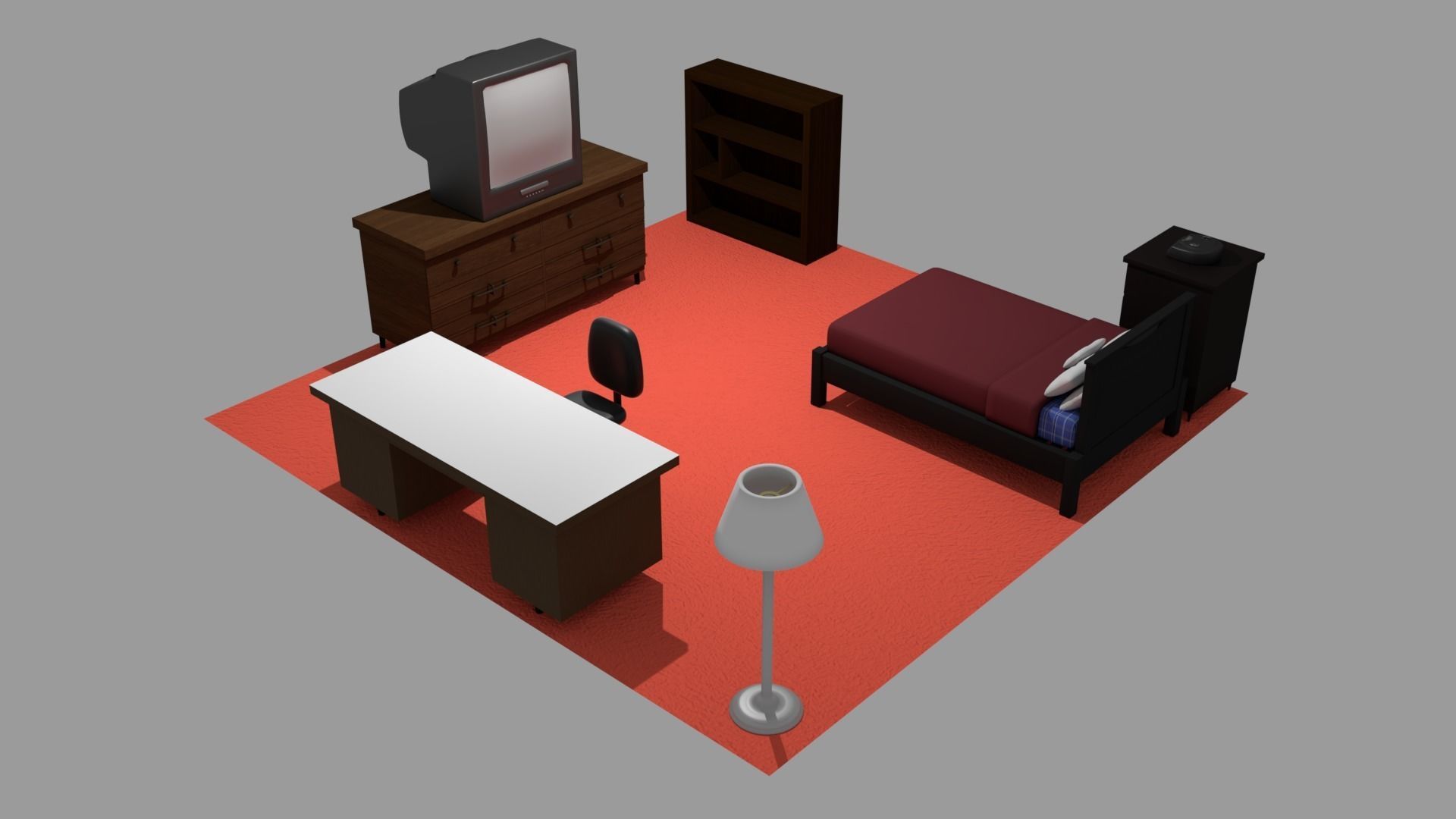 3D model Bedroom Furniture Asset Pack VR / AR / low-poly animated ...