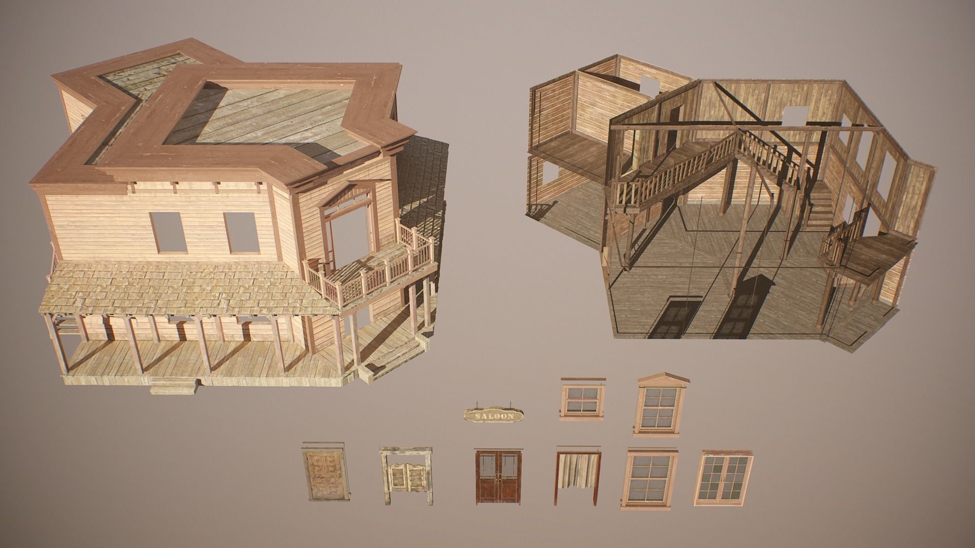 3D model PBR Western Saloon VR / AR / low-poly | CGTrader