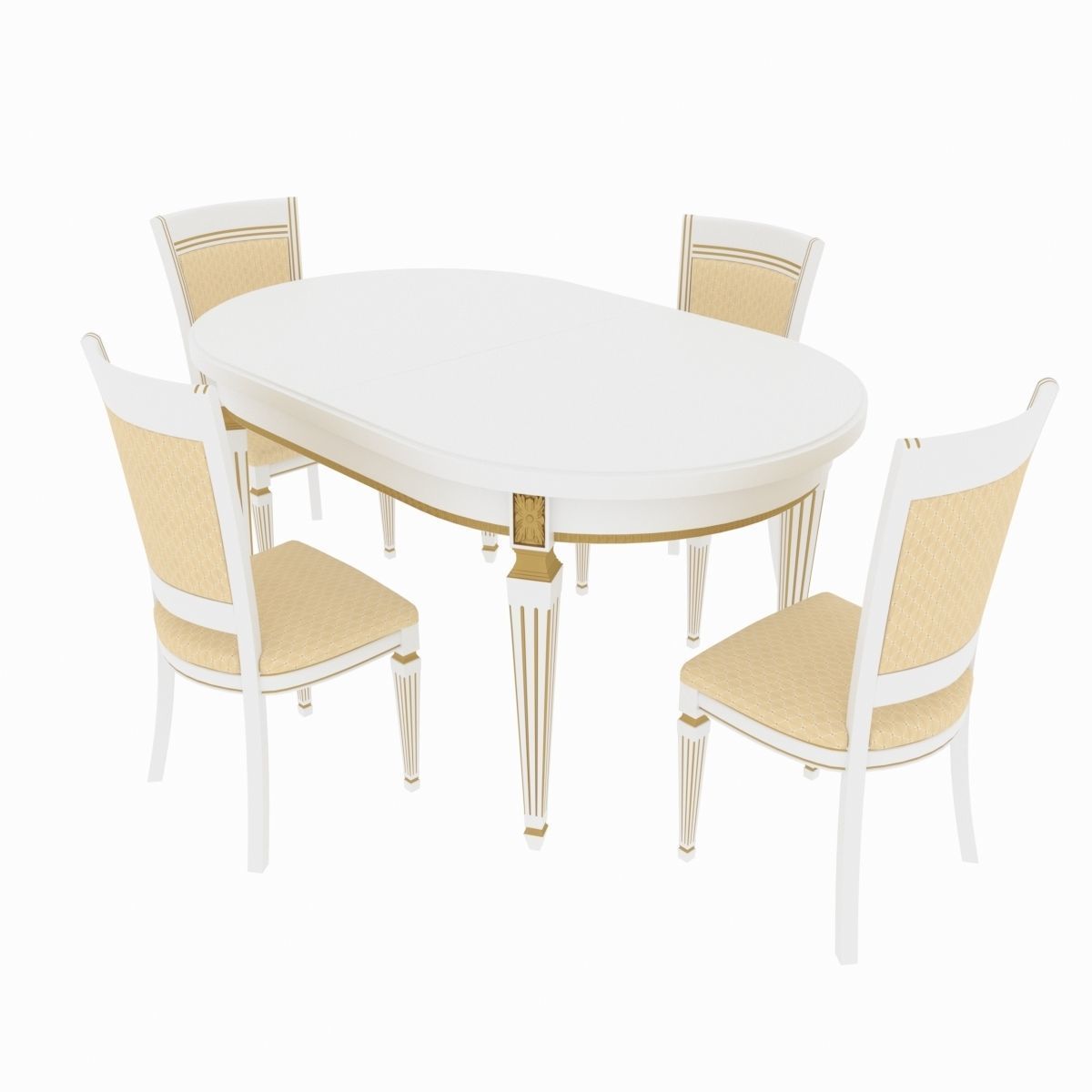 Dining set of classical design Nike Avorio table and chairs 3D model ...