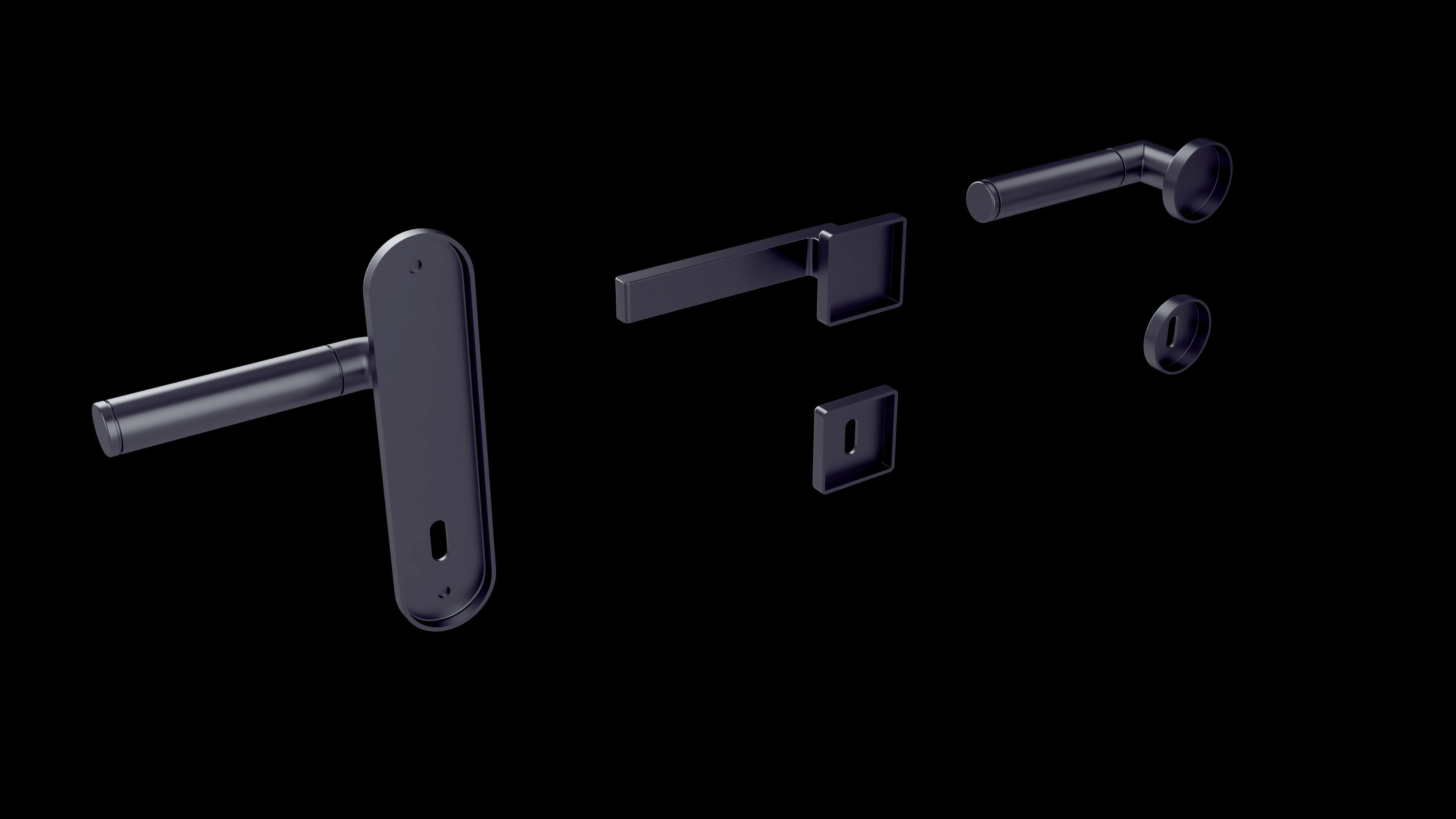 Door handles set free 3D model | CGTrader