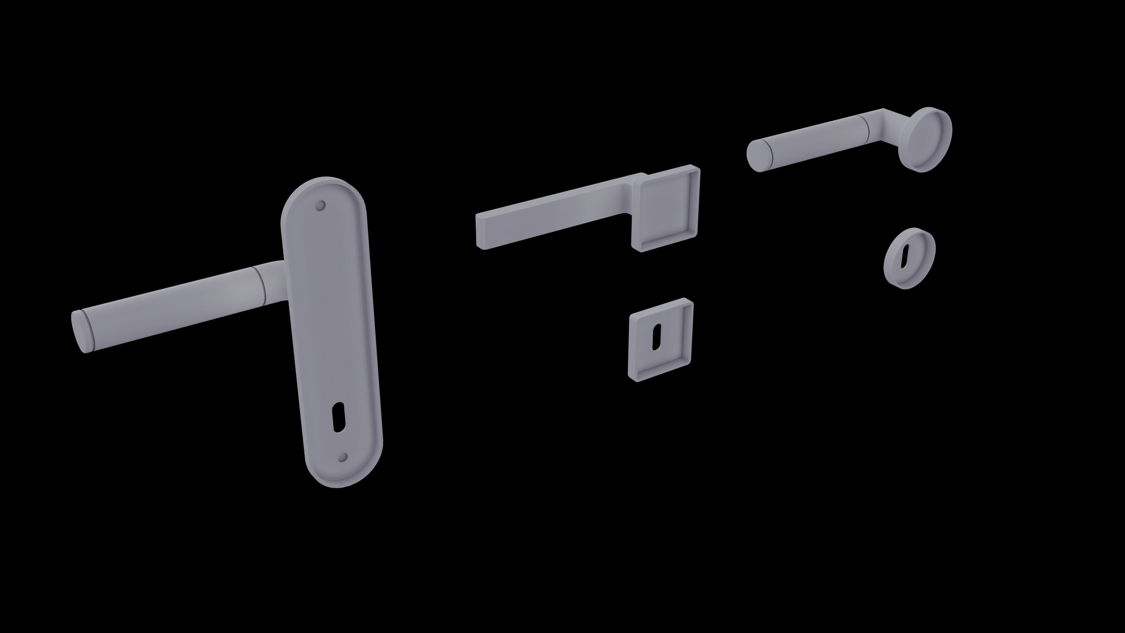 Door handles set free 3D model | CGTrader