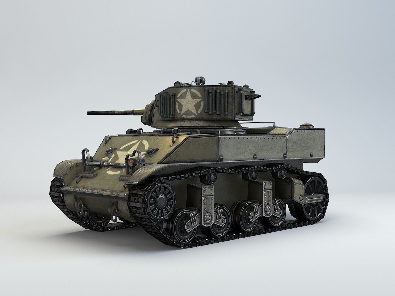 3D model Low Poly M5A1 Stuart light tank VR / AR / low-poly | CGTrader