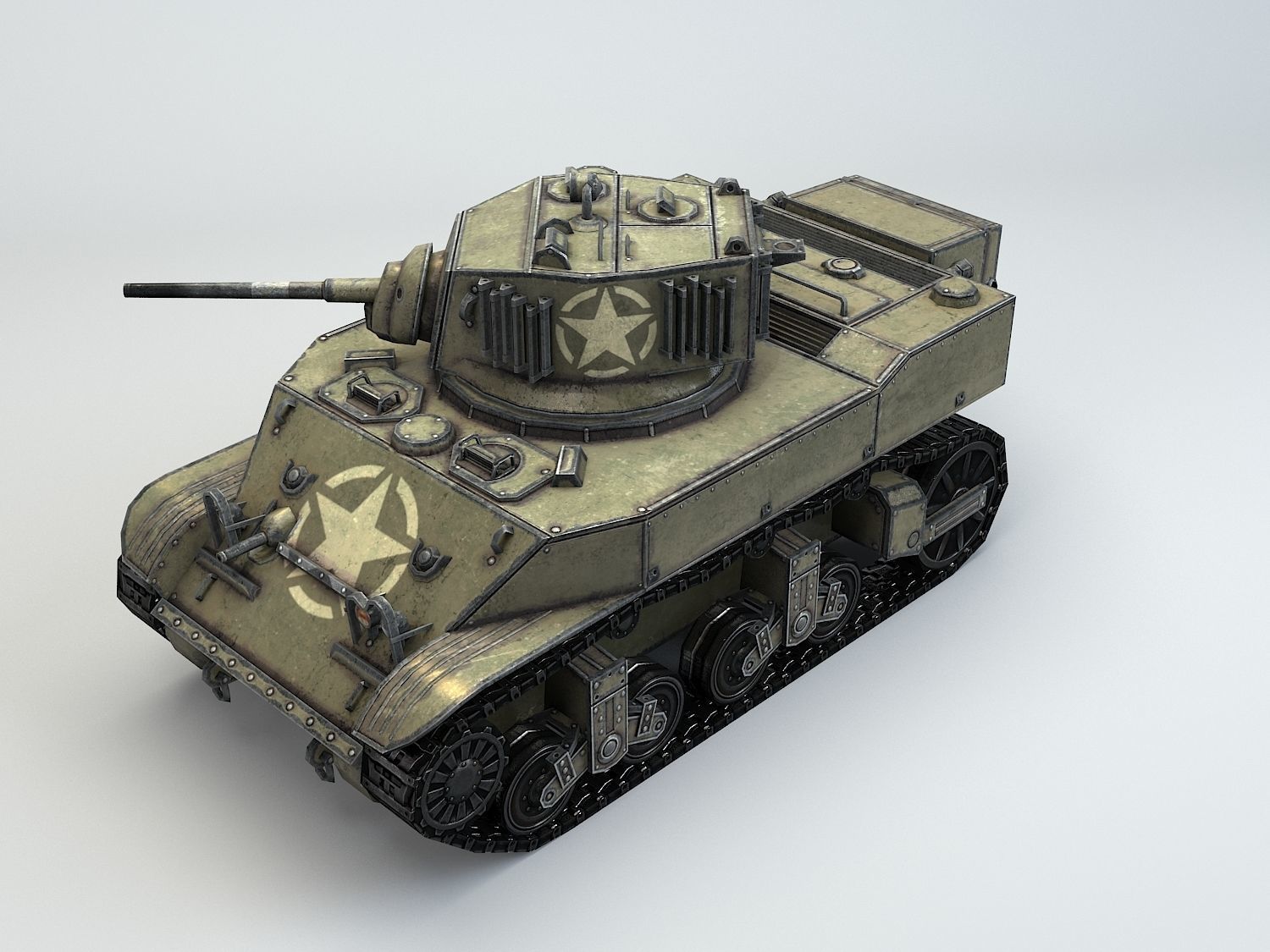 3D model Low Poly M5A1 Stuart light tank VR / AR / low-poly | CGTrader