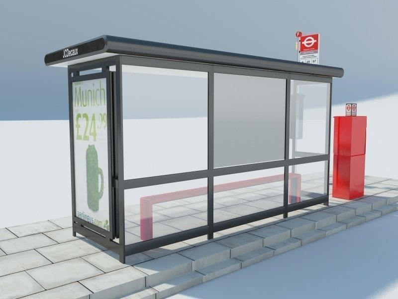 London Bus Stop 1 3D model | CGTrader