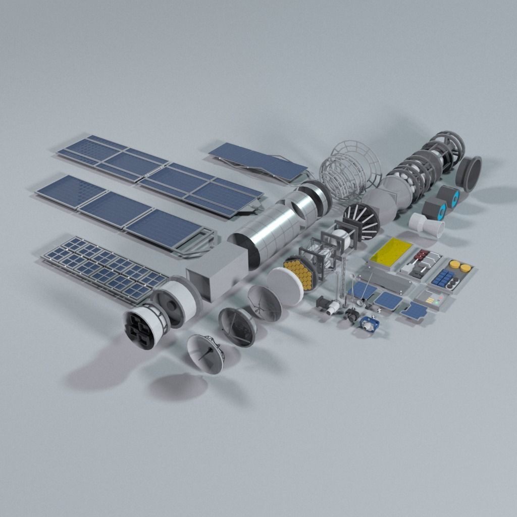 3D model 4 Satellites PLUS Build your own Satellite kit VR / AR / low ...