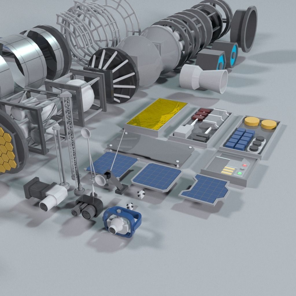 3D model 4 Satellites PLUS Build your own Satellite kit VR / AR / low ...