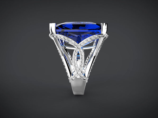 Big blue square stone ring 3D Model 3D printable STL 3DM | CGTrader.com