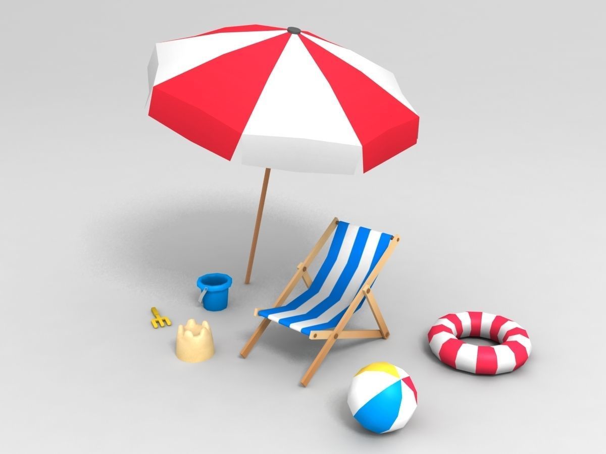 3D model Beach props pack VR / AR / low-poly | CGTrader