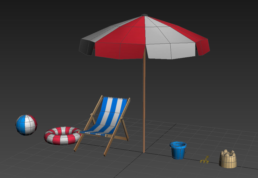 3D model Beach props pack VR / AR / low-poly | CGTrader