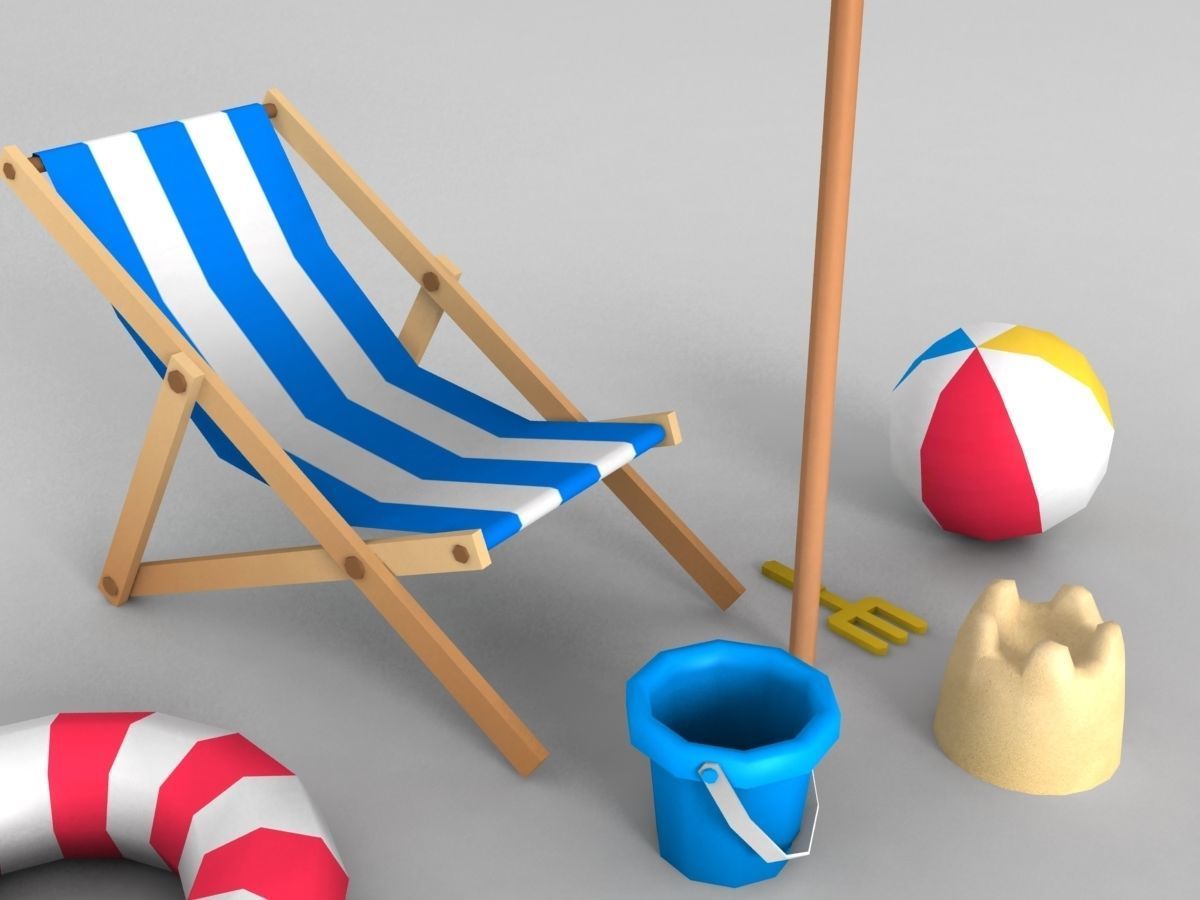 3D model Beach props pack VR / AR / low-poly | CGTrader