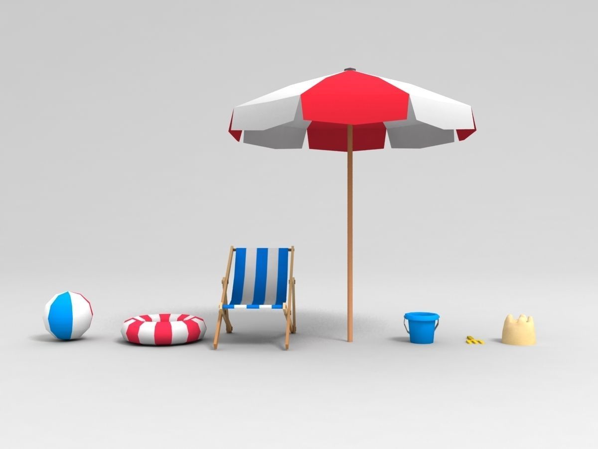 3D model Beach props pack VR / AR / low-poly | CGTrader