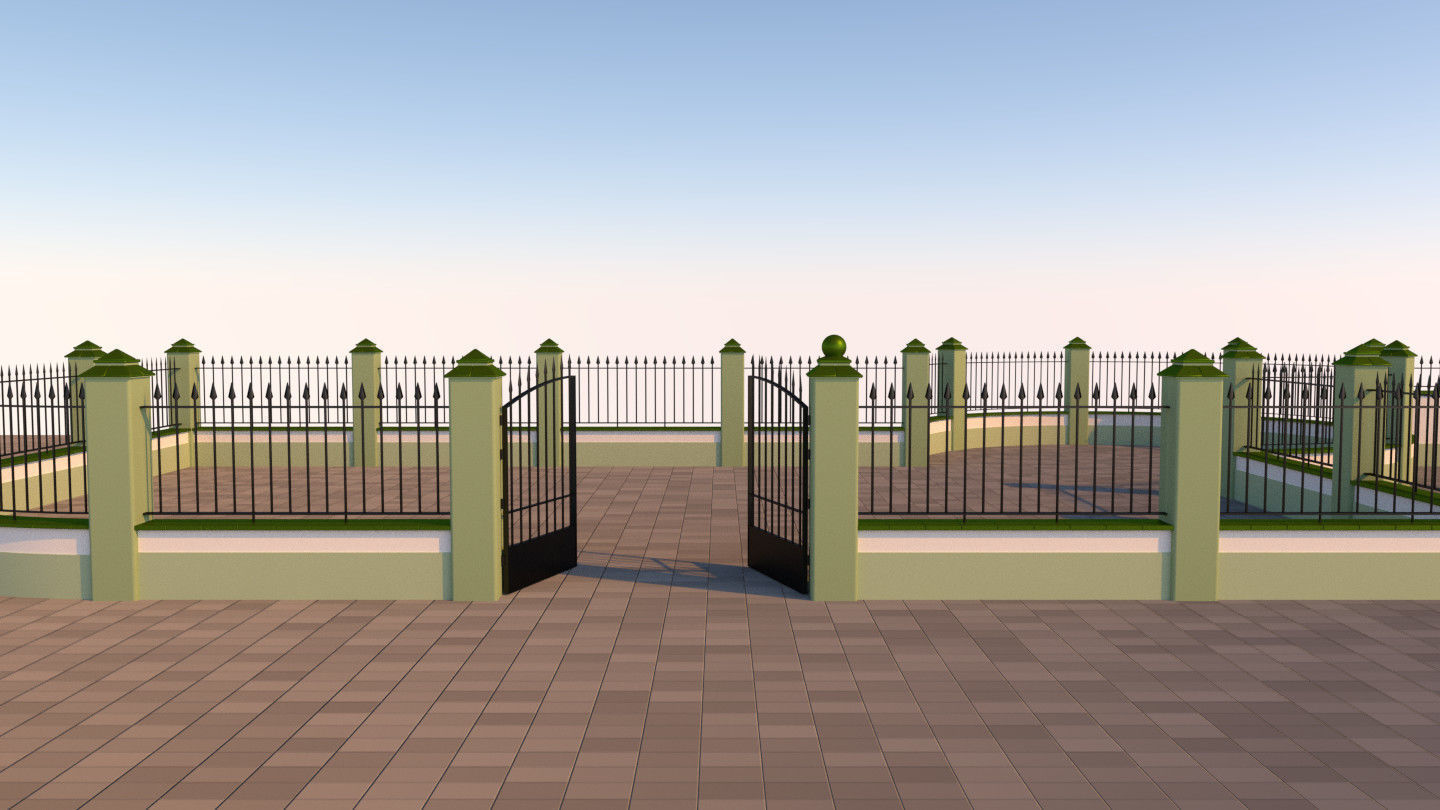 Modular fences gates and walls 3D model | CGTrader