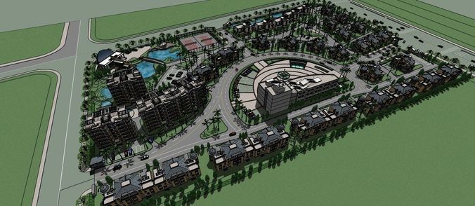 villas home master plan 3D model | CGTrader