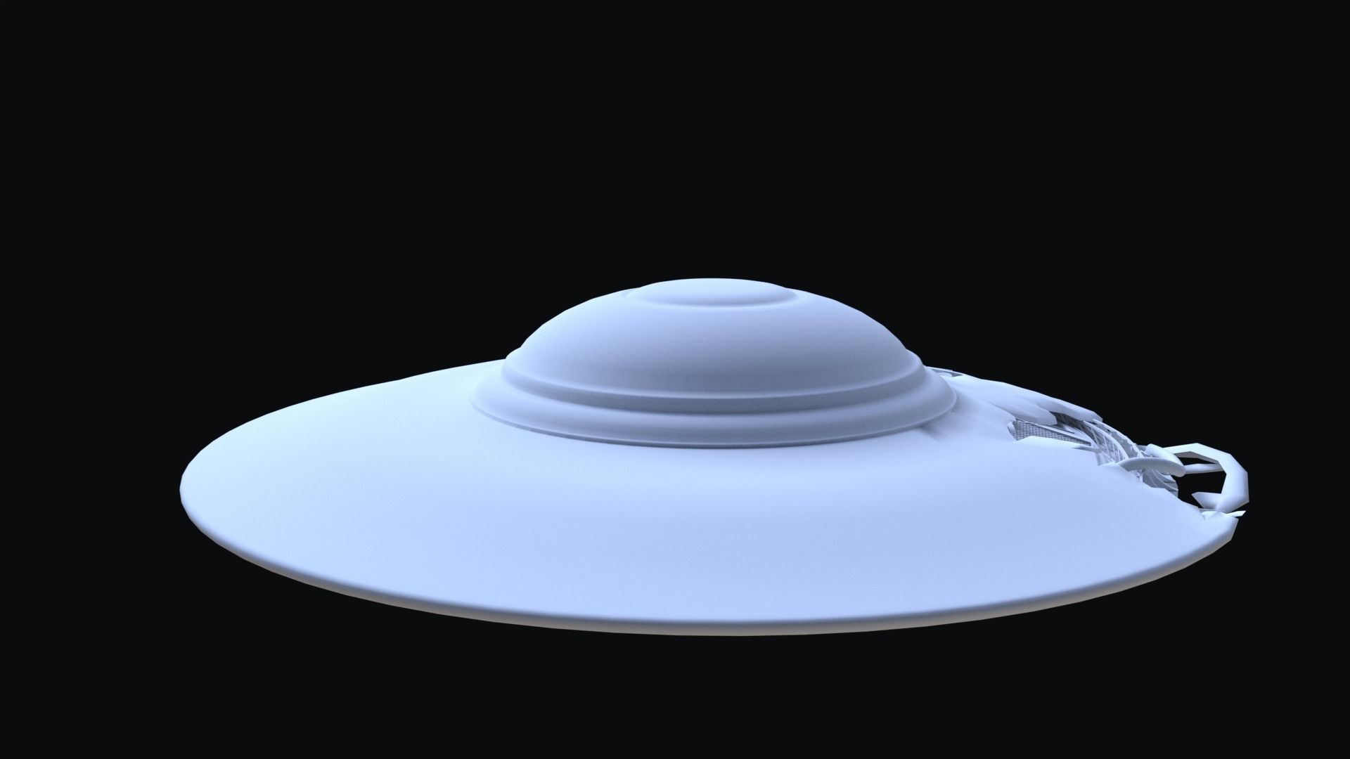 3D model Damaged UFO Plate Space Ship Spaceship VR / AR / low-poly ...