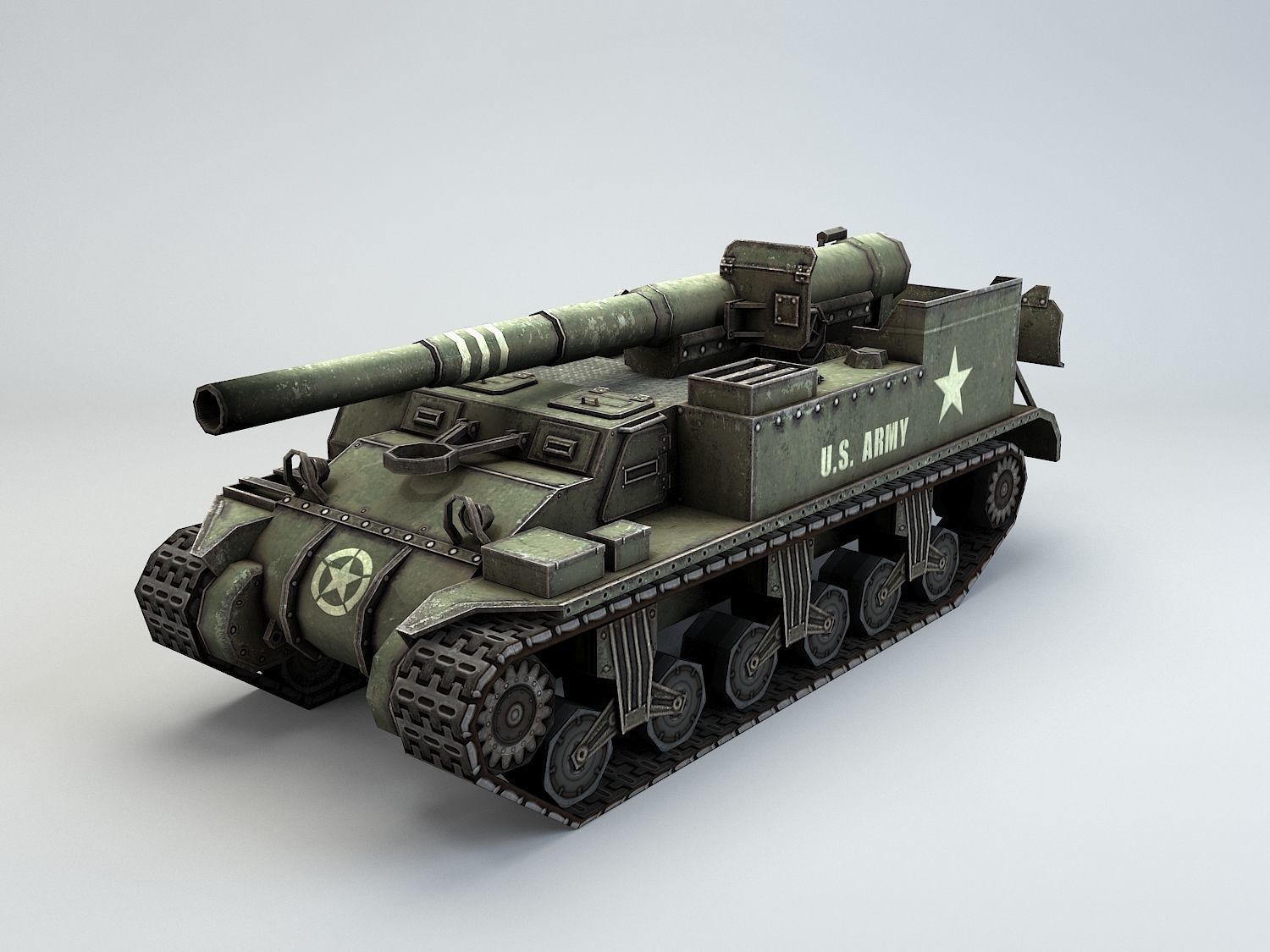 3D model Low Poly M12 Gun Motor Carriage VR / AR / low-poly | CGTrader