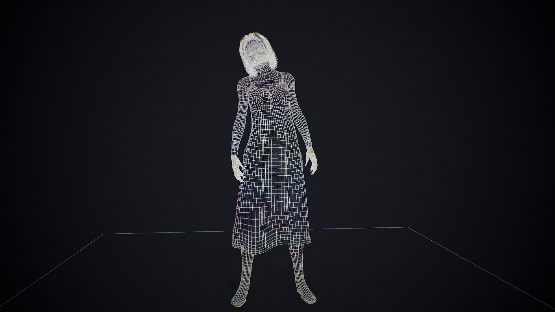 3D model Super creepy female horror enemy AAA VR / AR / low-poly rigged ...