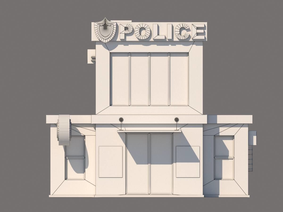 3D model Cartoon Low Poly Police Station Building VR / AR / low-poly ...