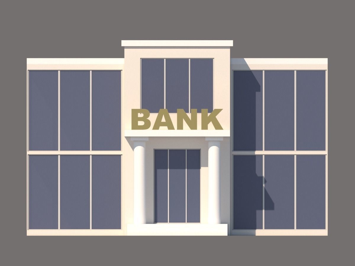 3D model Cartoon Low Poly Bank Building VR / AR / low-poly | CGTrader