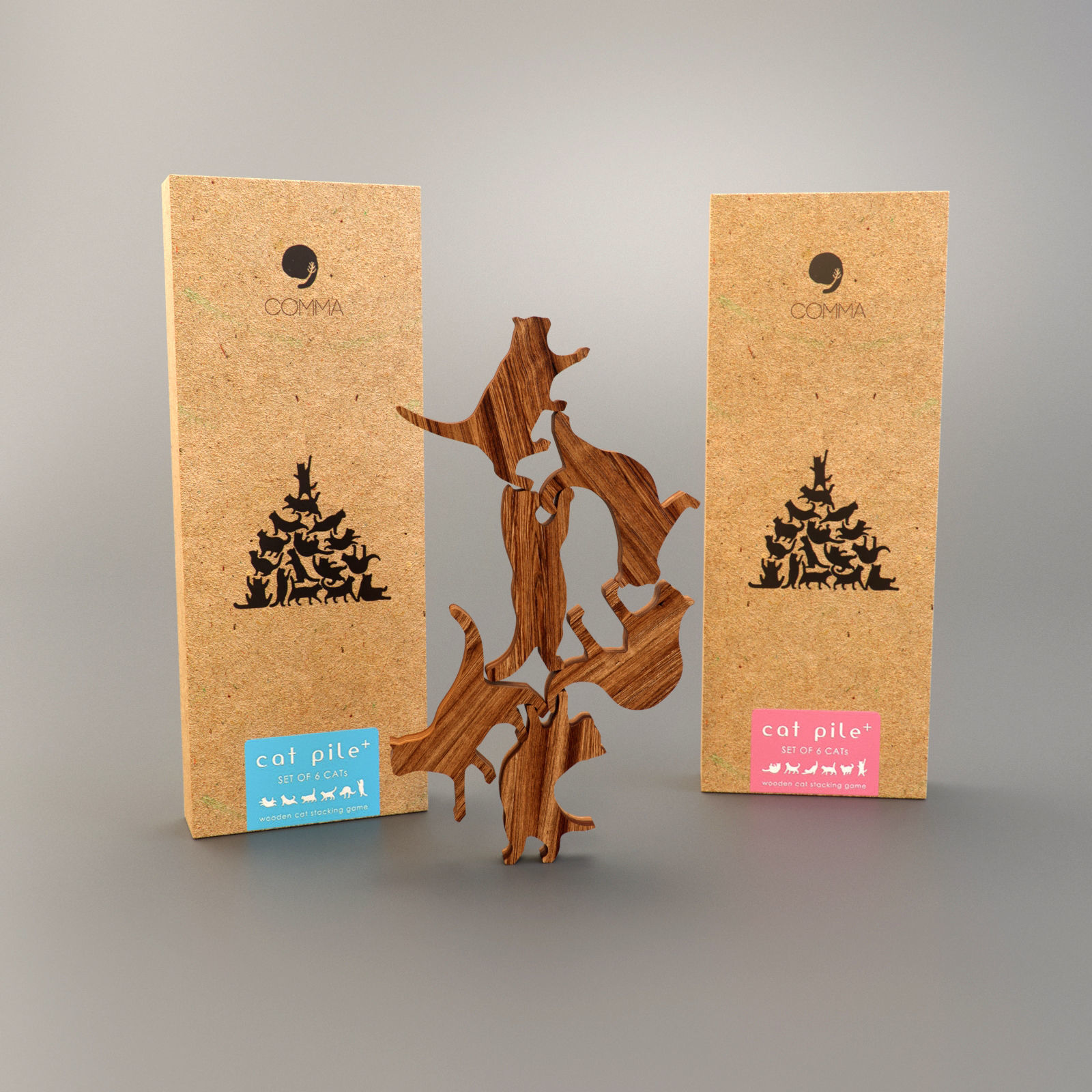 COMMA Cat Pile Plus wooden puzzle 3D model | CGTrader