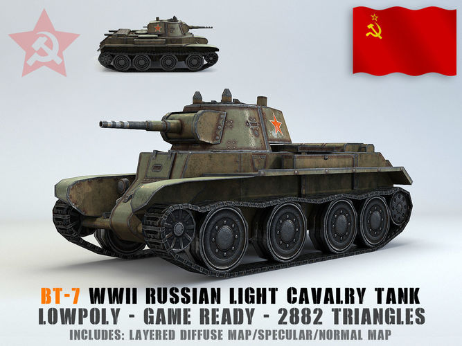 3D model Low Poly BT-7 light cavalry tank VR / AR / low-poly | CGTrader