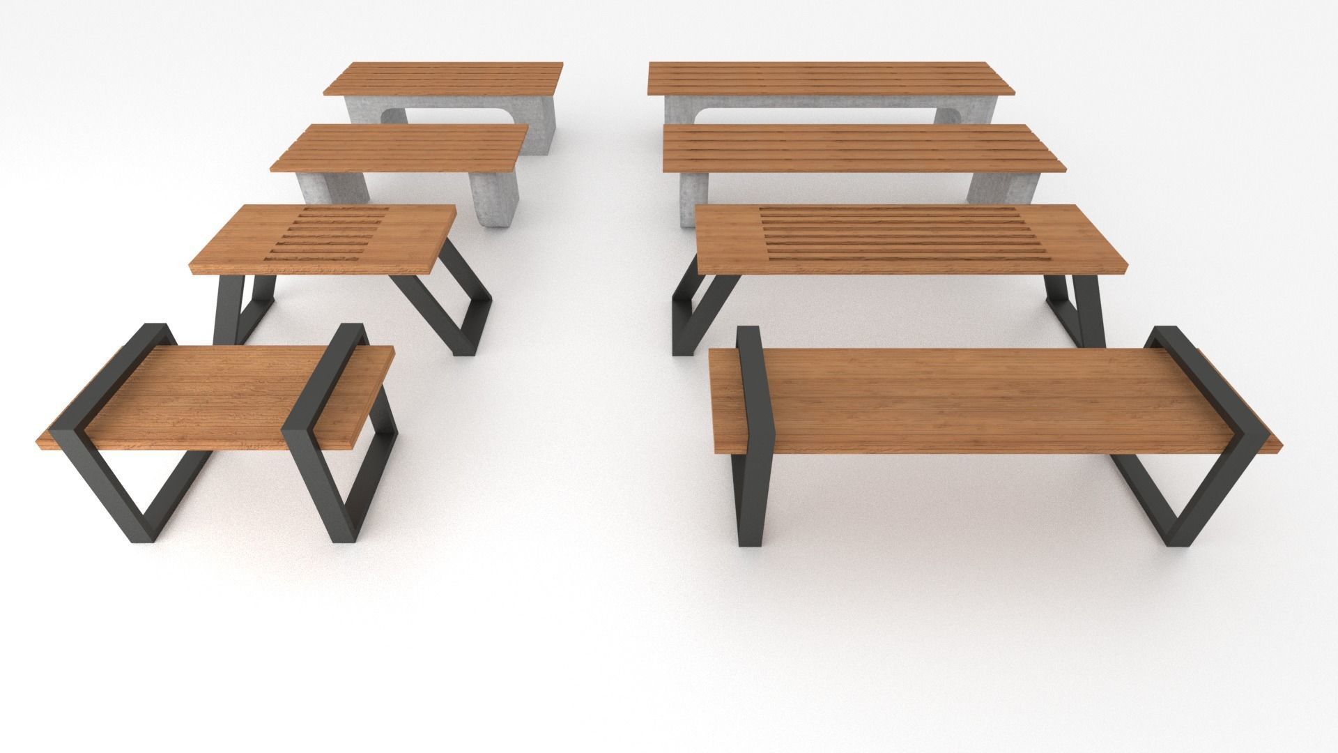 set of 8 modern benches free VR / AR / low-poly 3D model | CGTrader