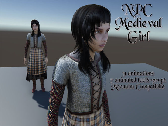 3D model NPC Medieval Girl VR / AR / low-poly rigged animated | CGTrader