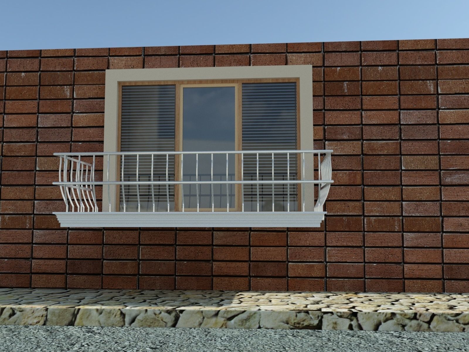 french window and balcon 3D model | CGTrader