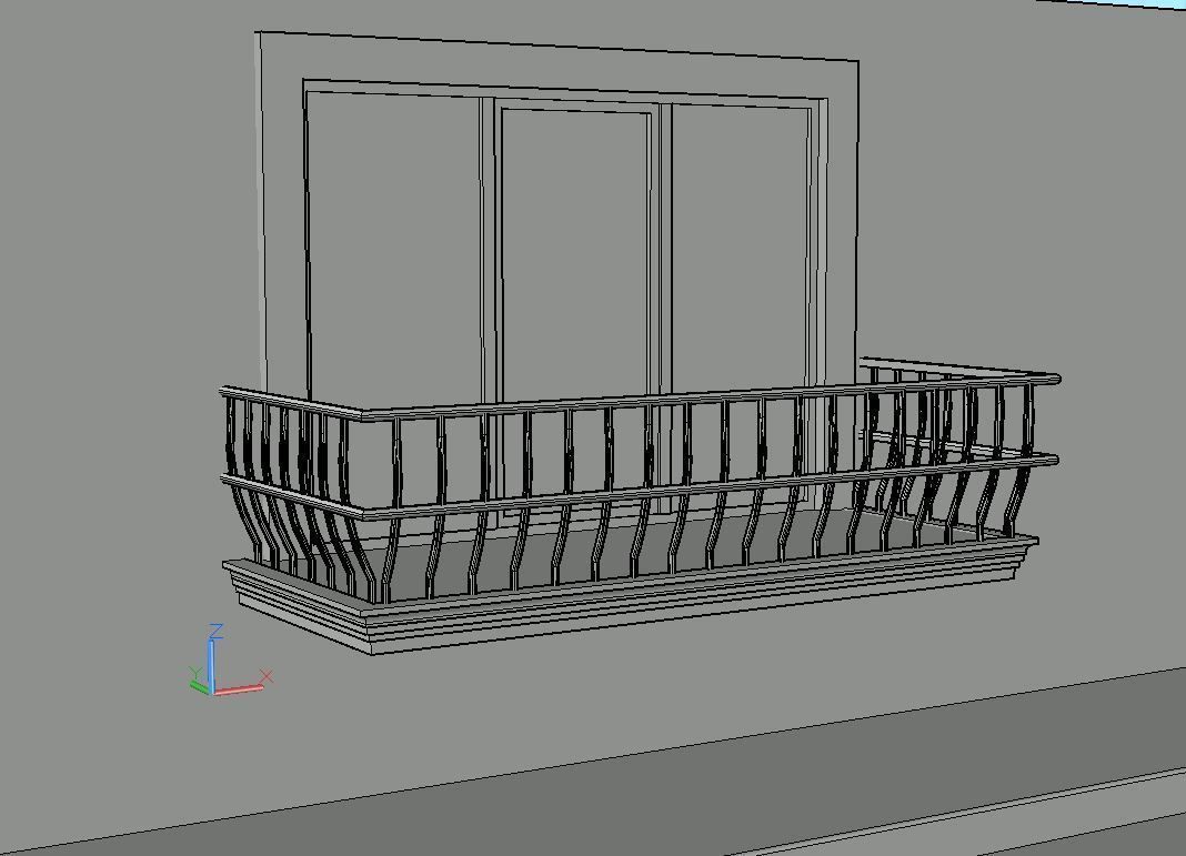 french window and balcon 3D model | CGTrader