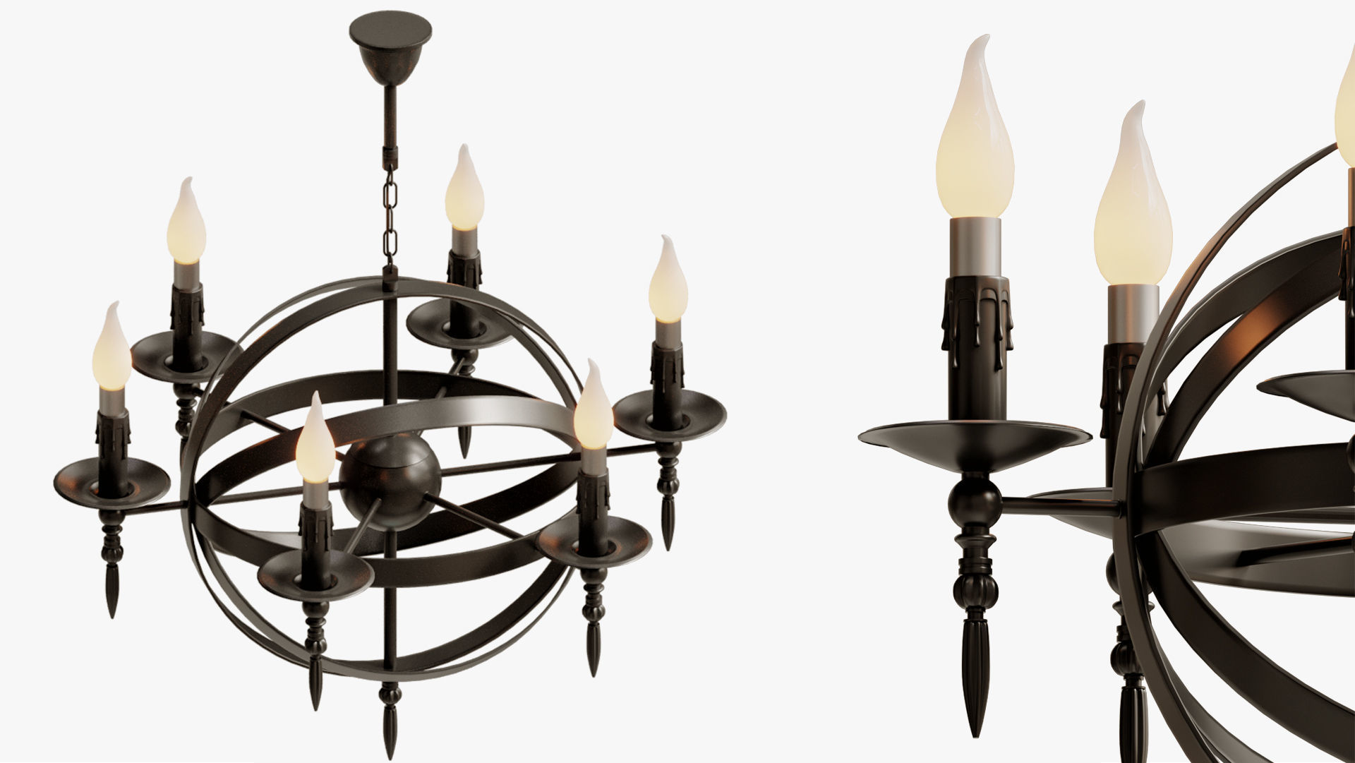 Chandelier Black Sphere Loft Deco 3D model | CGTrader