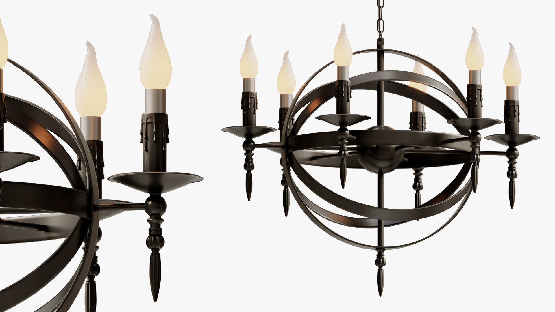 Chandelier Black Sphere Loft Deco 3D model | CGTrader
