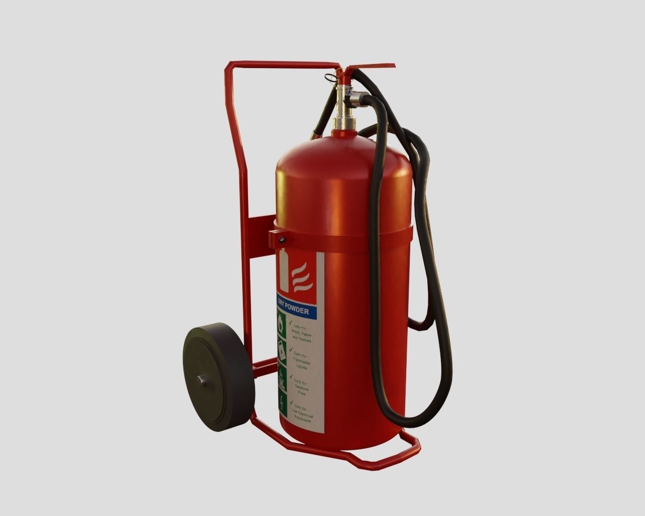 Wheeled Fire Extinguisher - Safety and Emergency 3D asset