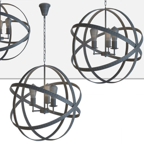 pendant iron farn flat 3D model | CGTrader