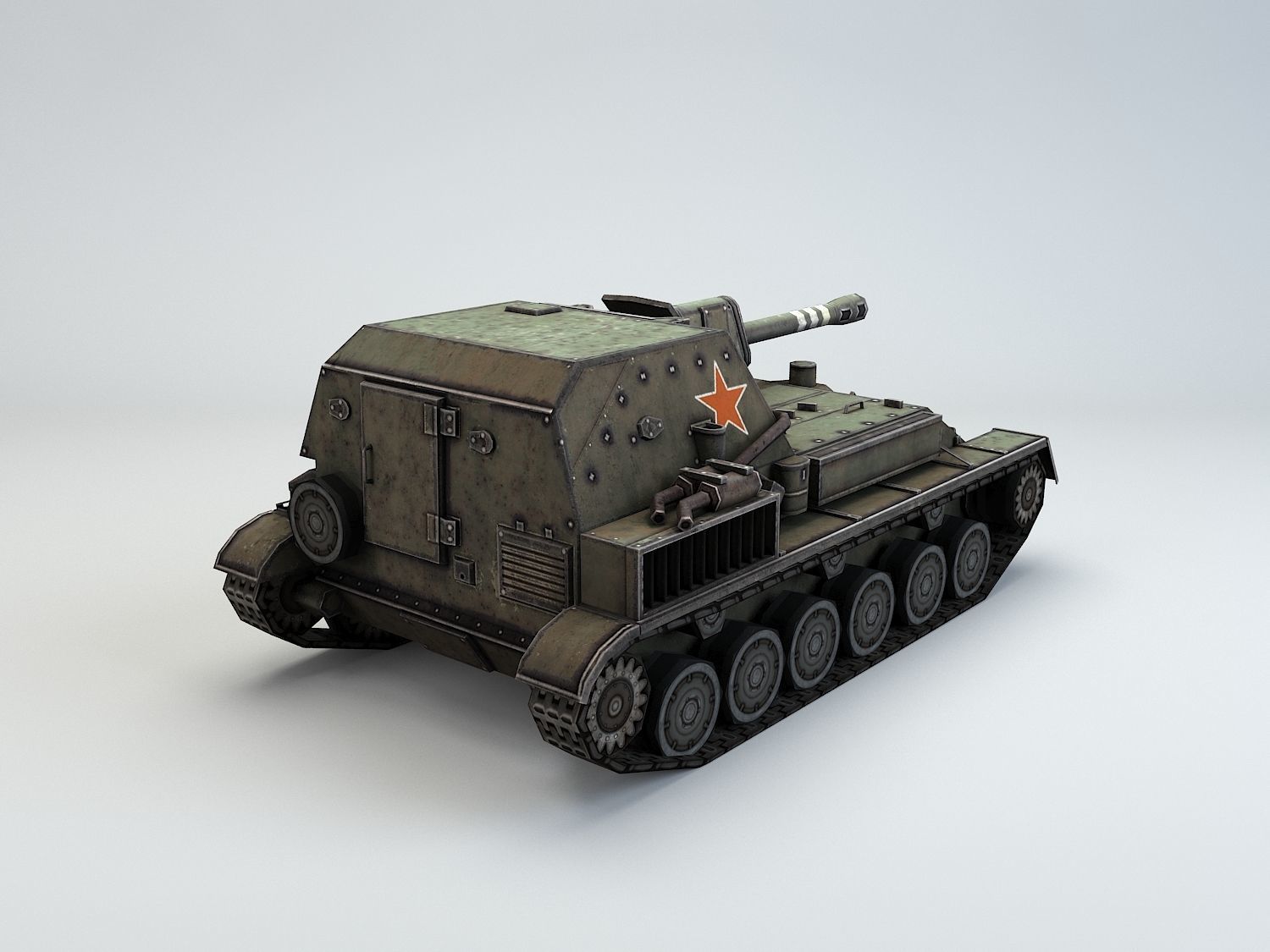 3D model Low Poly SU-76 tank destroyer VR / AR / low-poly | CGTrader