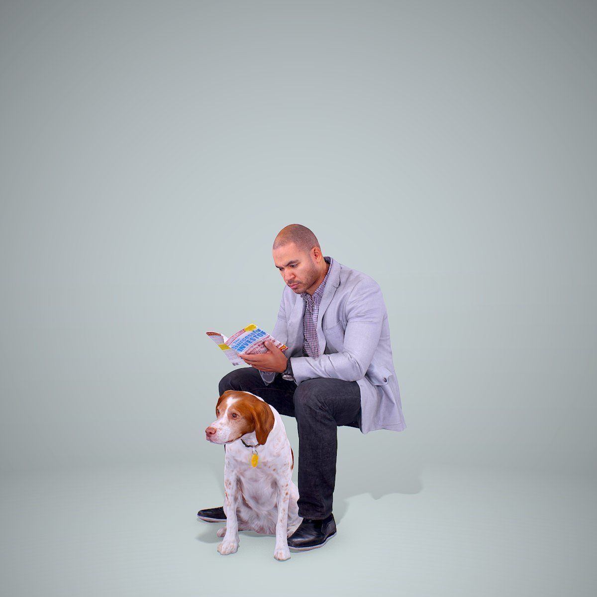 Man with Dog Sitting Reading Book CMan0222-HD2-O01P01-S 3D model | CGTrader