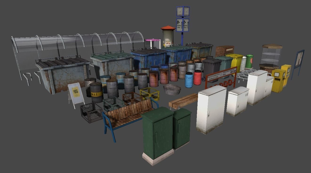 3D model City props collection VR / AR / low-poly | CGTrader