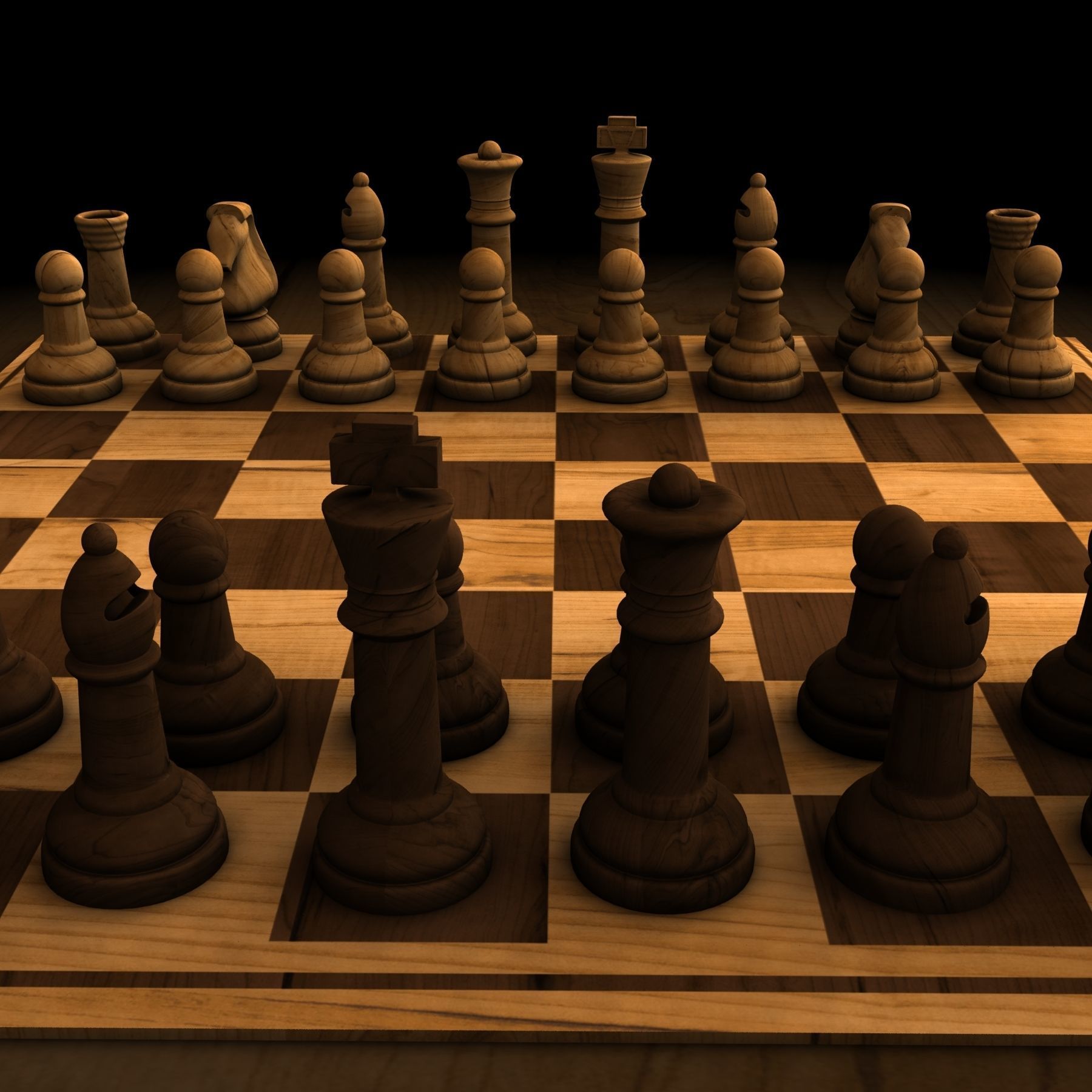 Wooden Chess Set 3D model | CGTrader