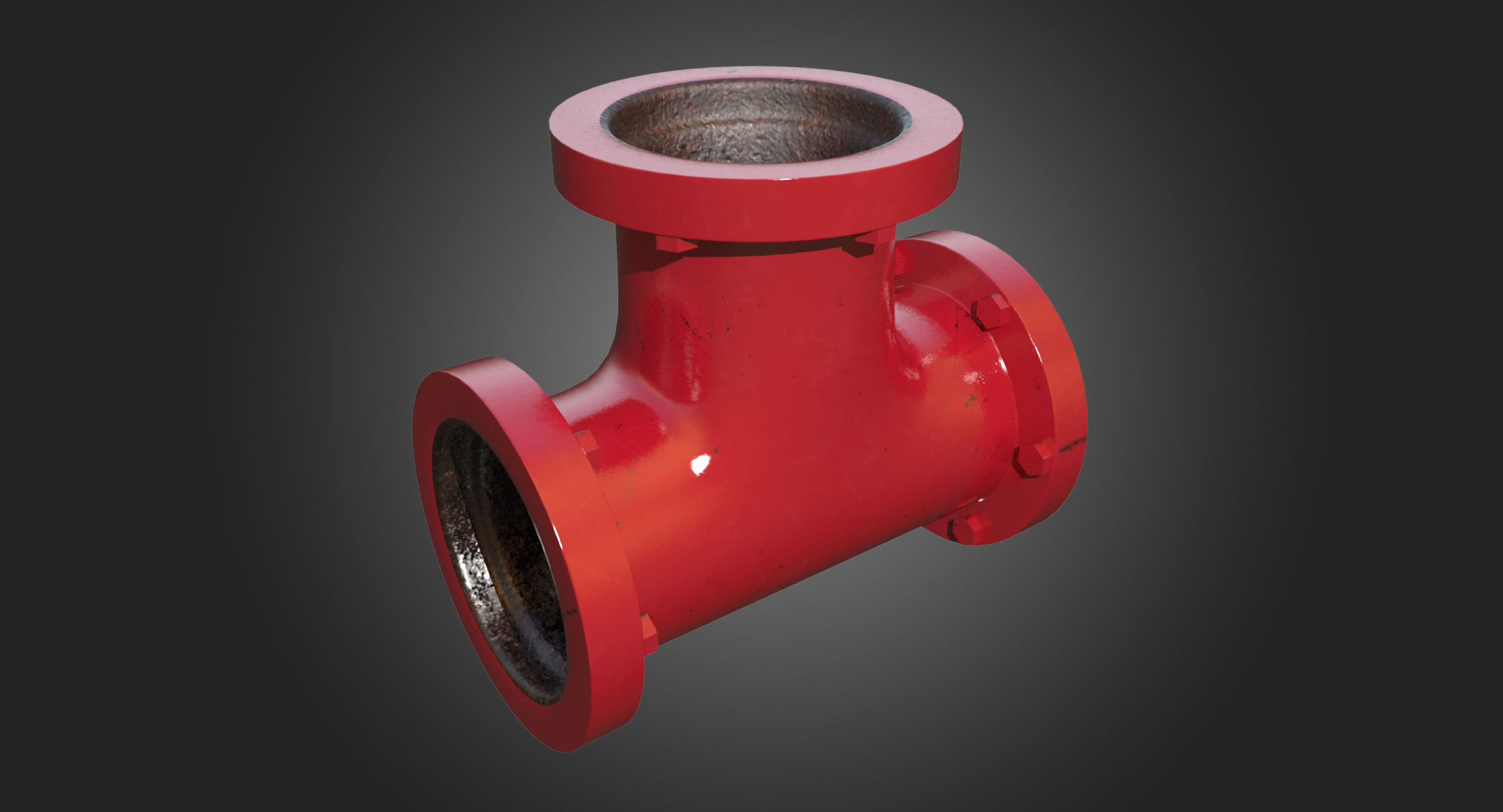 Red T Pipe 3D model | CGTrader