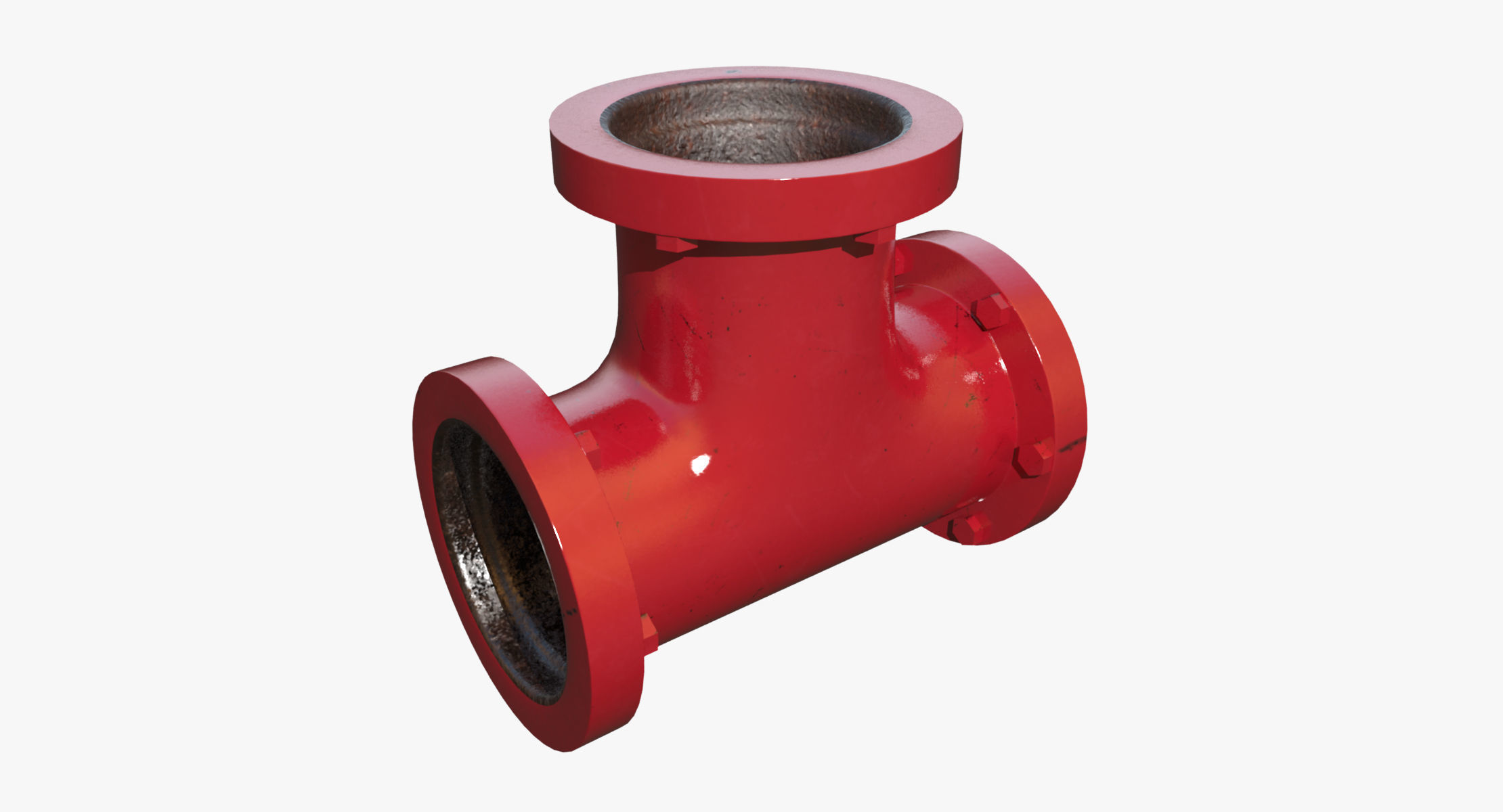 Red T Pipe 3D model | CGTrader