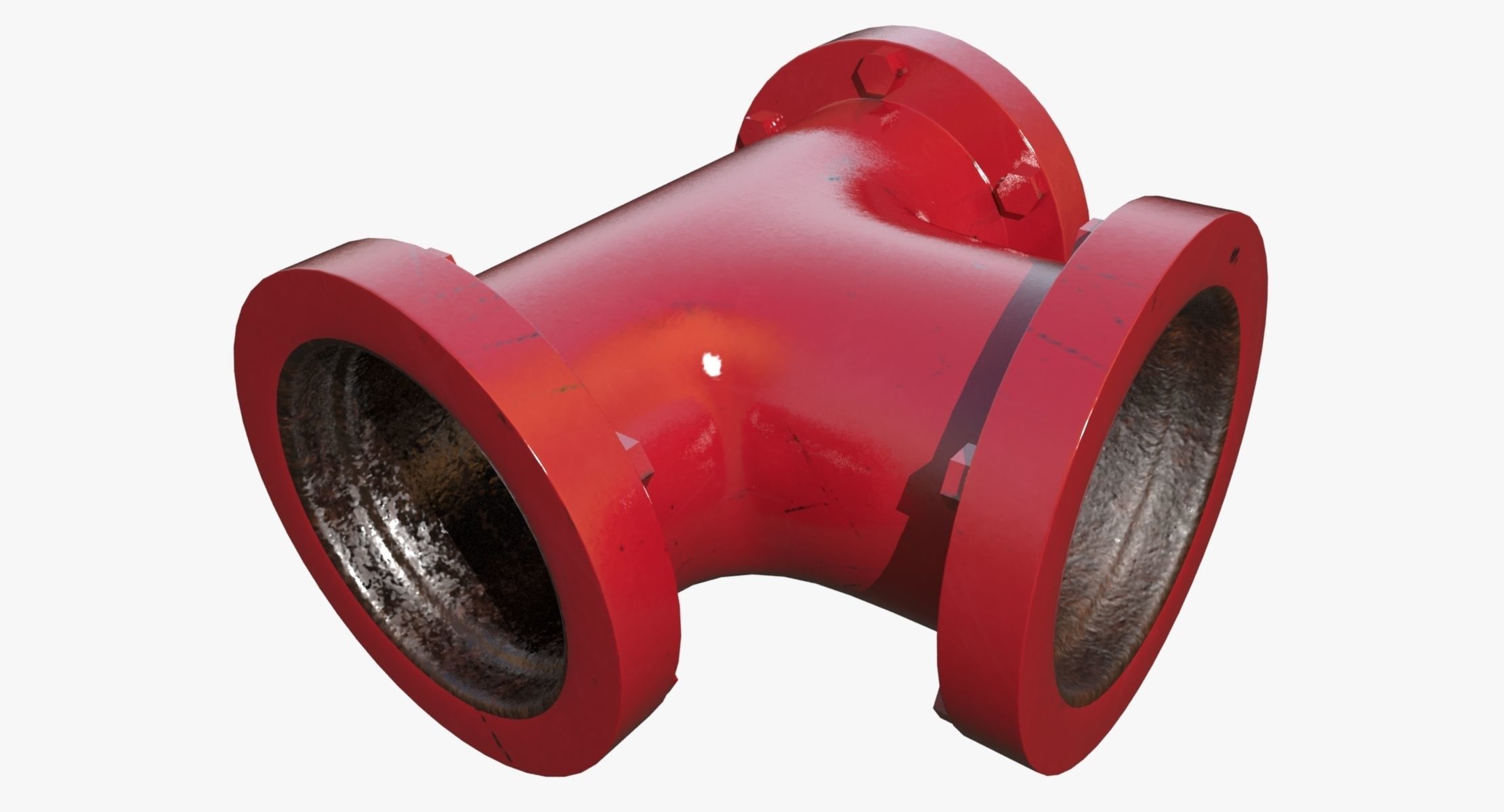 Red T Pipe 3D model | CGTrader