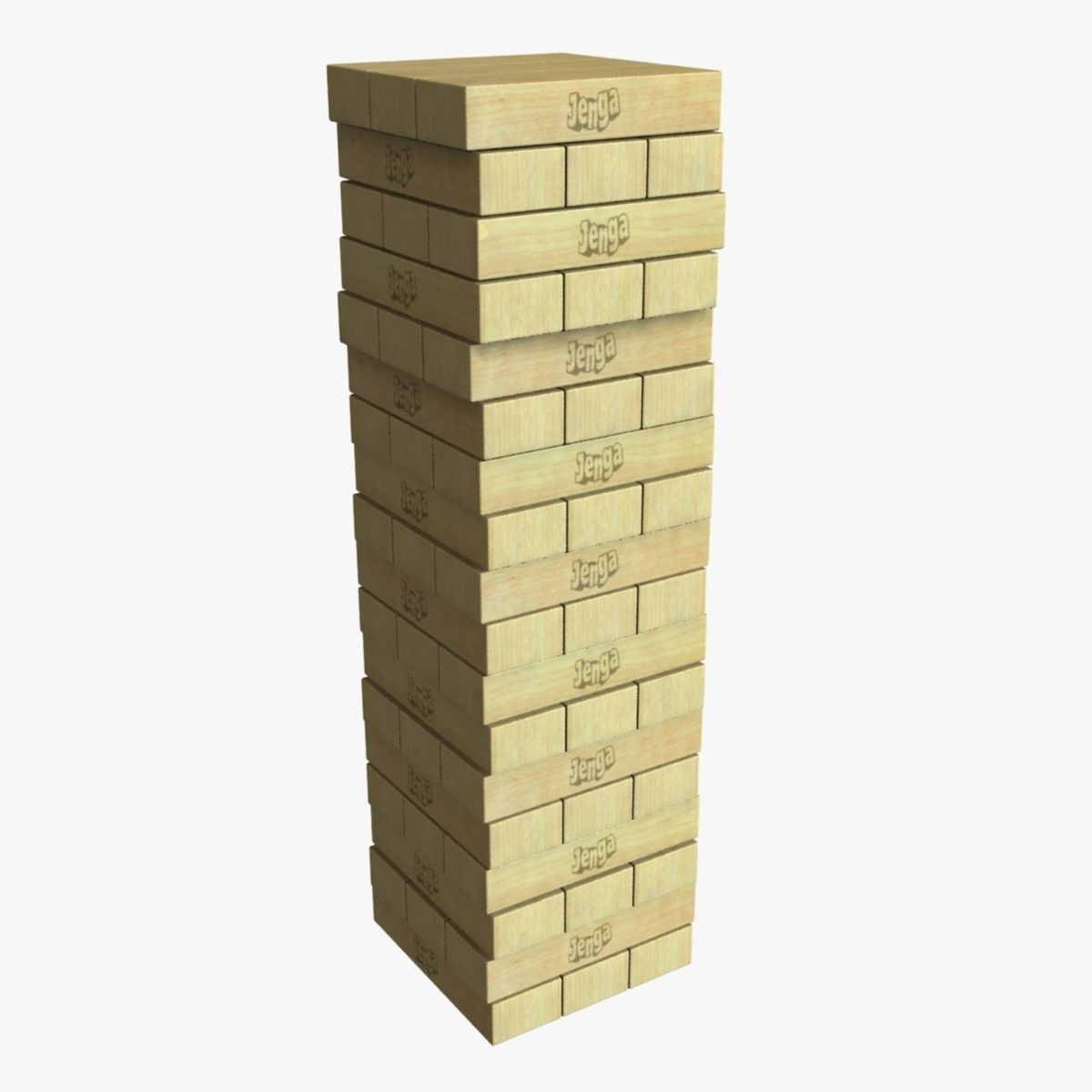 Jenga stack of wooden blocks 3D model | CGTrader