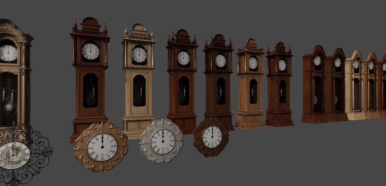 3D model Clocks collection wall clock with roman numerals VR / AR / low ...