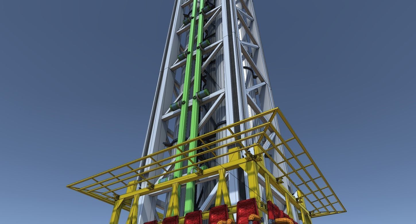 3D model High Detail Fairground Ride 11 - Freefall VR / AR / low-poly ...