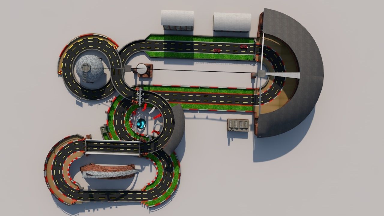 3D model Racetrack race track with buildings VR / AR / low-poly | CGTrader
