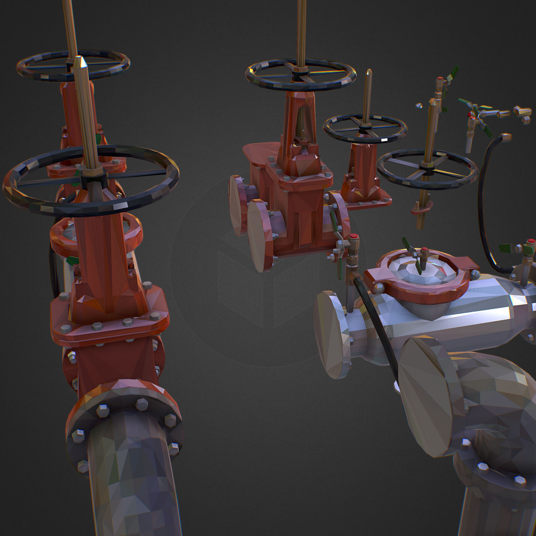 3D model Low Poly ART Backflow Water Pipe Constructor VR / AR / low ...
