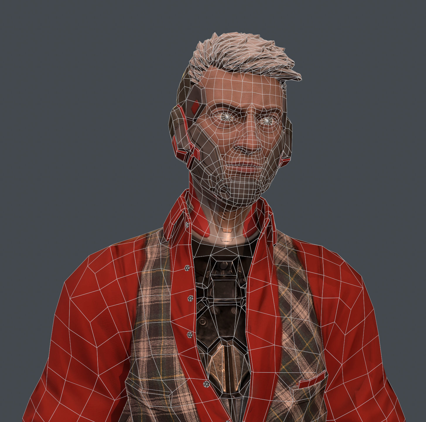 3D model Gunman man in vest and plaid shirt VR / AR / low-poly rigged ...
