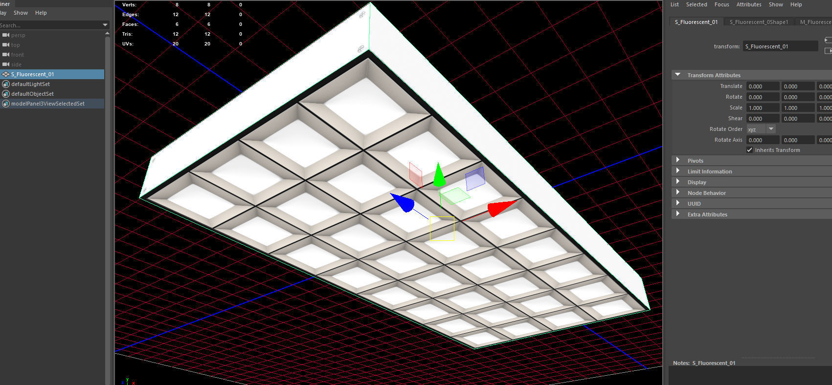 3D model Fluorescent Light - grid-type - PBR - Game Ready VR / AR / low ...