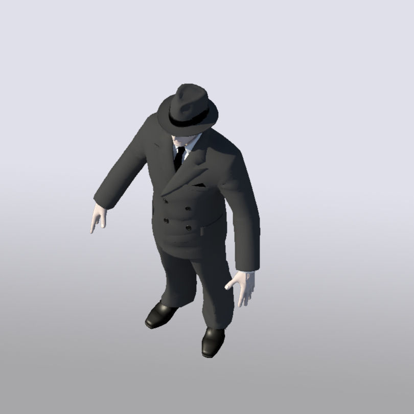 Gangster 3D Model man in suit and hat 3D model rigged | CGTrader
