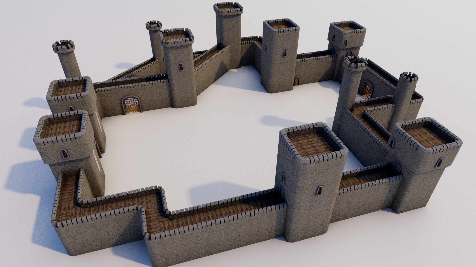3D model Castle Walls Modular Pack VR / AR / low-poly | CGTrader