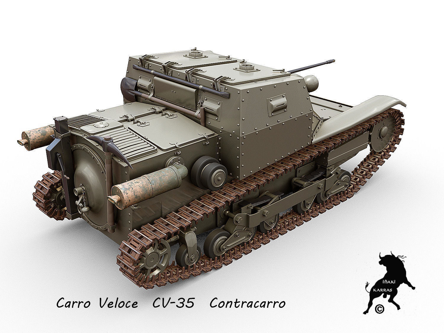 Carro Veloce CV-35 Anticarro 3D Model MAX OBJ FBX | CGTrader.com